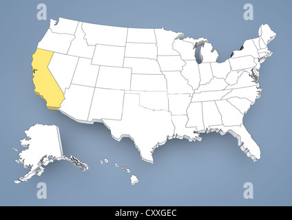 Map of United States where California is highlighted Stock Photo - Alamy