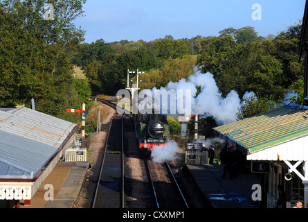 Steam locomotive train the 473 Birch Grove at Sheffield Park Station on ...