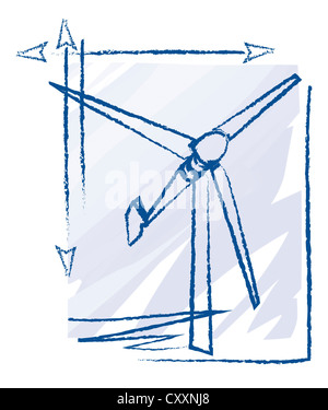 Illustration, technical drawing of a wind turbine Stock Photo - Alamy