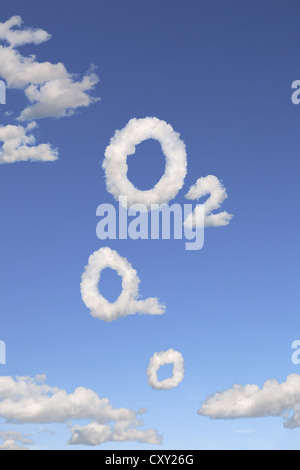 Blue sky, clouds, lettering O2, oxygen, illustration Stock Photo - Alamy