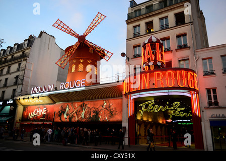 Moulin Rouge city travel and tourism destination concept. France flag ...