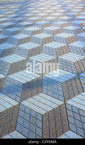 Mosaic tiles pavement background. Triangle paving. Aged photo. Black ...
