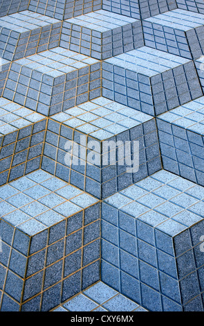 Mosaic tiles pavement background. Triangle paving. Toned photo Stock ...