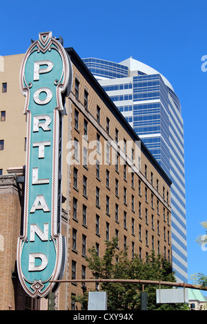 Portland sign at the Broadway Marquee, Arlene Schnitzer Concert Hall ...