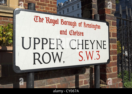 street name sign for upper cheyne row, chelsea, london, england Stock ...
