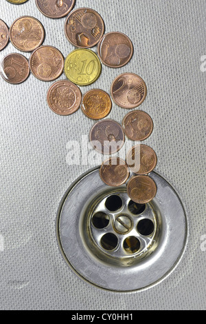 Euro coin, drain Stock Photo - Alamy