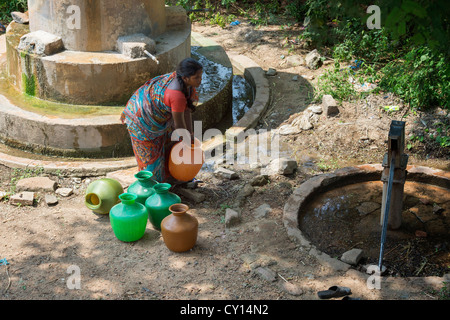 Modern water taps to supply drinking water to the public (water Stock ...
