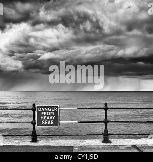 Danger From Heavy Seas sign, Scarborough, North Yorkshire, England, UK ...