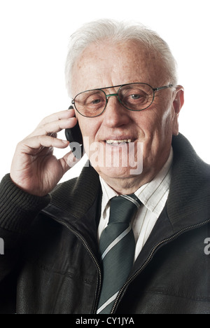 Elegant senior man over isolated background happy face smiling with ...