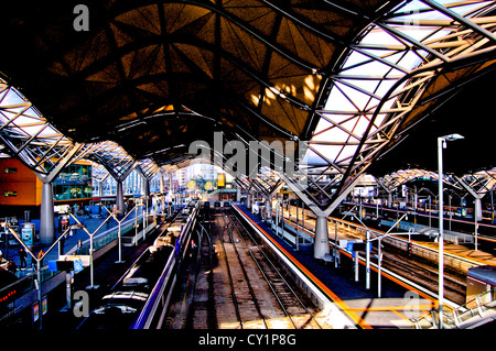 Southern Cross Station in Melbourne, Australia with train tracks and ...
