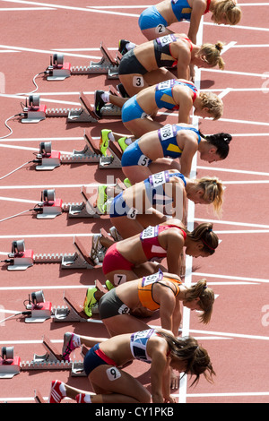 Start of women's heptathlon 100m race at the Olympic Summer Games ...