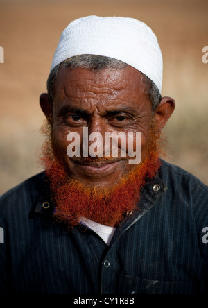 Portrait of a saudi man with a red beard and a burberry style keffieh ...