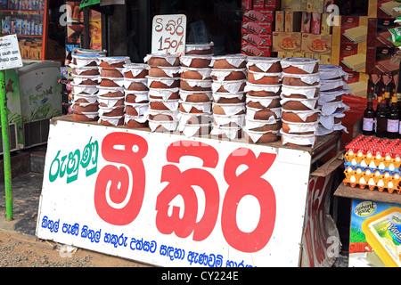 Buffalo curd for sale in clay pots, a local delicacy, Hambantota, Sri ...
