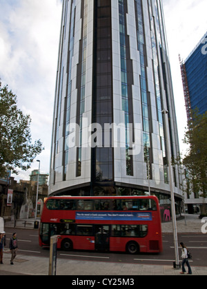 London, England. Strata SE1 high-rise building with three wind turbines ...