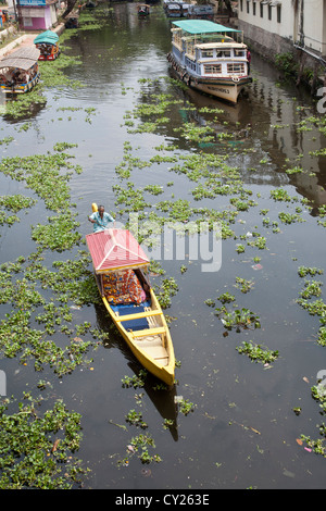 Kerala backwaters in Alleppey In India, water channels, small villages ...