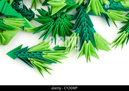 Paper made green pine needles Stock Photo - Alamy