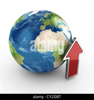 Upload icon isolated on 3d brown round button abstract illustration ...