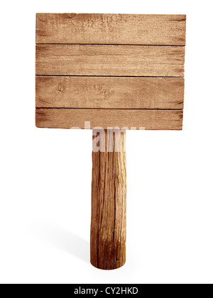 Wooden sign post on a white background Stock Photo - Alamy