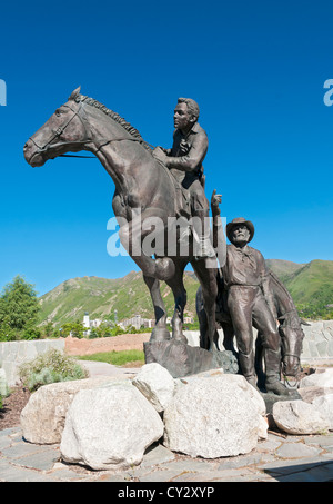 Sculpture of Mormon pioneer and Pony Express rider Salt Lake City Utah ...