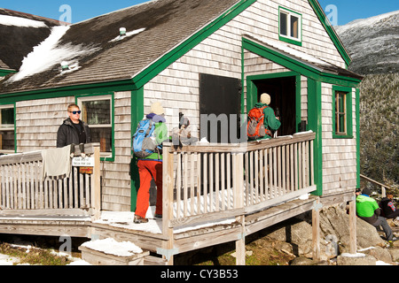 Greenleaf hut, a shelter for hikers, located near Mount Lafayette, New ...