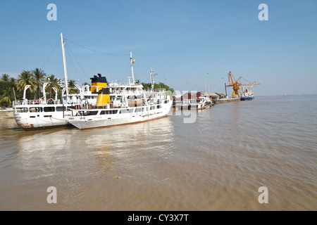 Ship on the River Yangon in Rangoon, Myanmar Stock Photo - Alamy