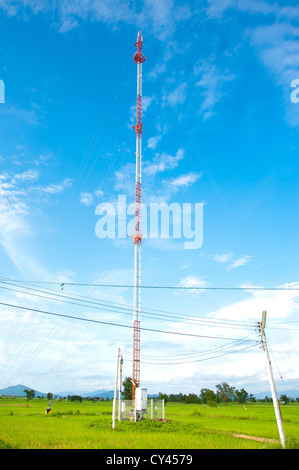 Red and White Cell Phone Tower in the countryside of South Africa Stock ...