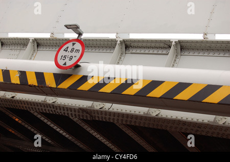 UK bridge clearance height warning sign. Low bridge concept, red ...