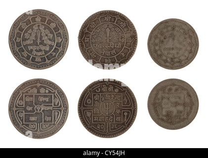 Nepalese rupee coins isolated on white Stock Photo - Alamy