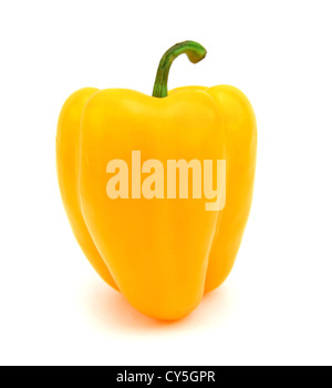 One yellow juicy fleshy bell pepper (sweet pepper) isolated on white ...