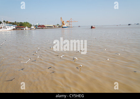 View over the River Yangon in Rangoon, Myanmar Stock Photo - Alamy