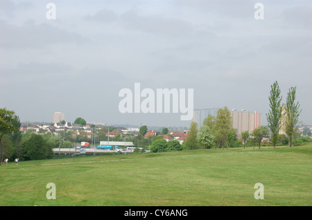 Red Road skyline from Lethamhill Golf Course in Glasgow Scotland ...