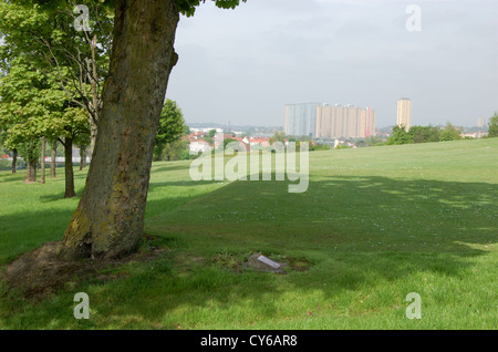 Red Road skyline from Lethamhill Golf Course in Glasgow Scotland ...
