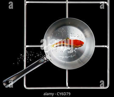 Frying pan and splashing cooking oil on white background Stock Photo ...