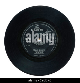 Beatles Hello Goodbye seven inch single label details Stock Photo - Alamy