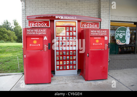Redbox DVD movie and game rental automated vending machine next to a ...