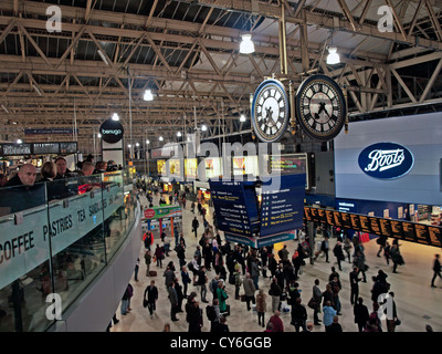 Interior of Waterloo Station showing clock in London England UK Stock ...