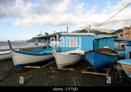 Fishermen boats in the beach of Voltri - Genoa, Italy Stock Photo - Alamy