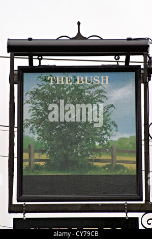 Traditional hanging pub sign at The Bush Inn - public house - Ovington ...