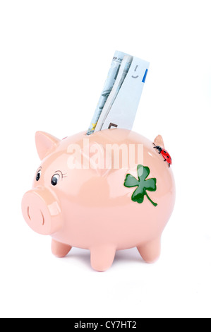 beautiful pink piggy bank on rose background. The concept of saving ...