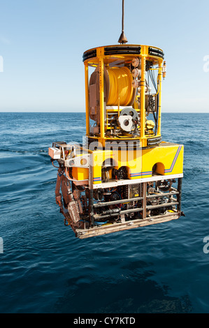 ROV, remotely operated vehicle being launched in the sea Stock Photo ...