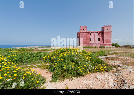 The Red Tower in Mellieha, Malta Stock Photo - Alamy