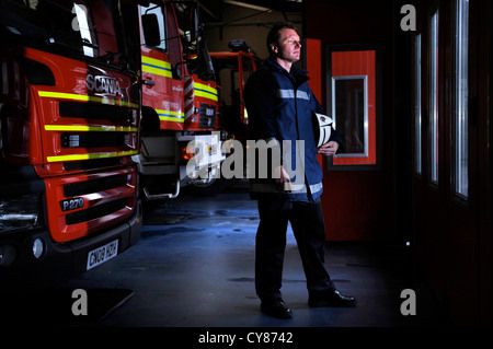 Fireman Watch Manager white helmet Stock Photo - Alamy
