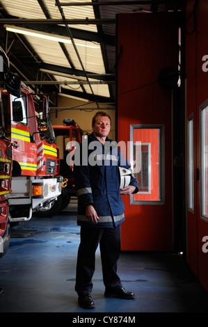 Fireman Watch Manager white helmet Stock Photo - Alamy
