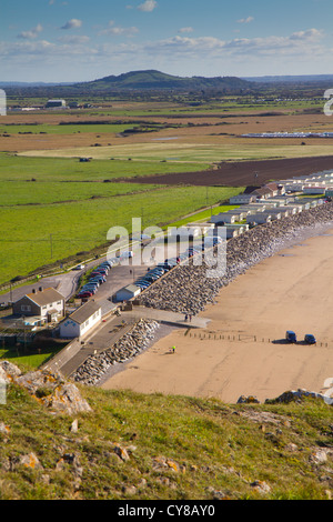 Brean beach from Brean Down in Somerset England UK towards Brent Knoll ...
