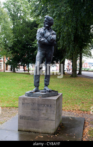 Rupert Brooke statue, Rugby, Warwickshire, England, UK Stock Photo - Alamy