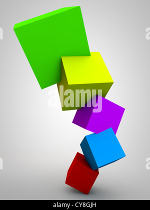 Multi Colored Cubes over white Background Stock Photo - Alamy