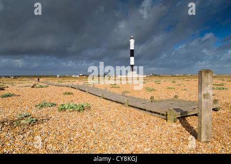 Shingle beach and lighthouse Dungeness Kent UK aerial view Stock Photo ...