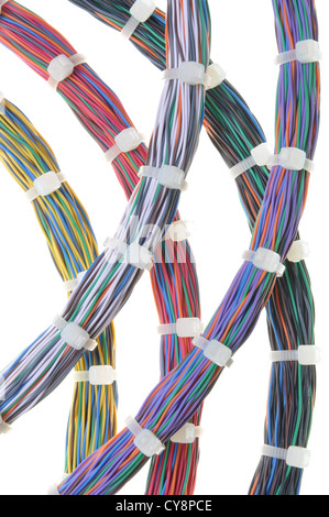 Bundles of network cables with cable ties Stock Photo - Alamy