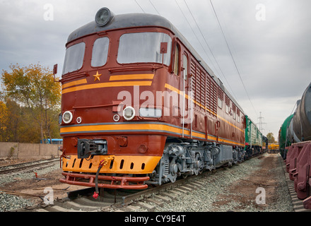 soviet cargo diesel locomotive with electric transmission TE3-5151 ...
