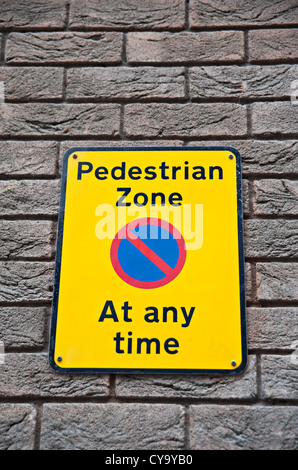 Sign Pedestrian Zone parking restriction At Any Time Stock Photo ...